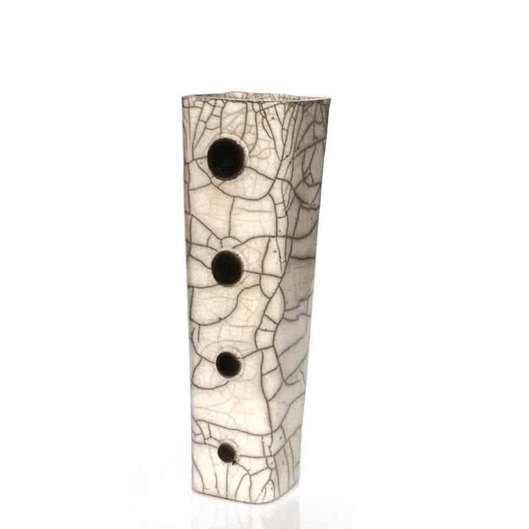 Grand flacon ou vase en céramique raku blanc - Anne Thiellet ...